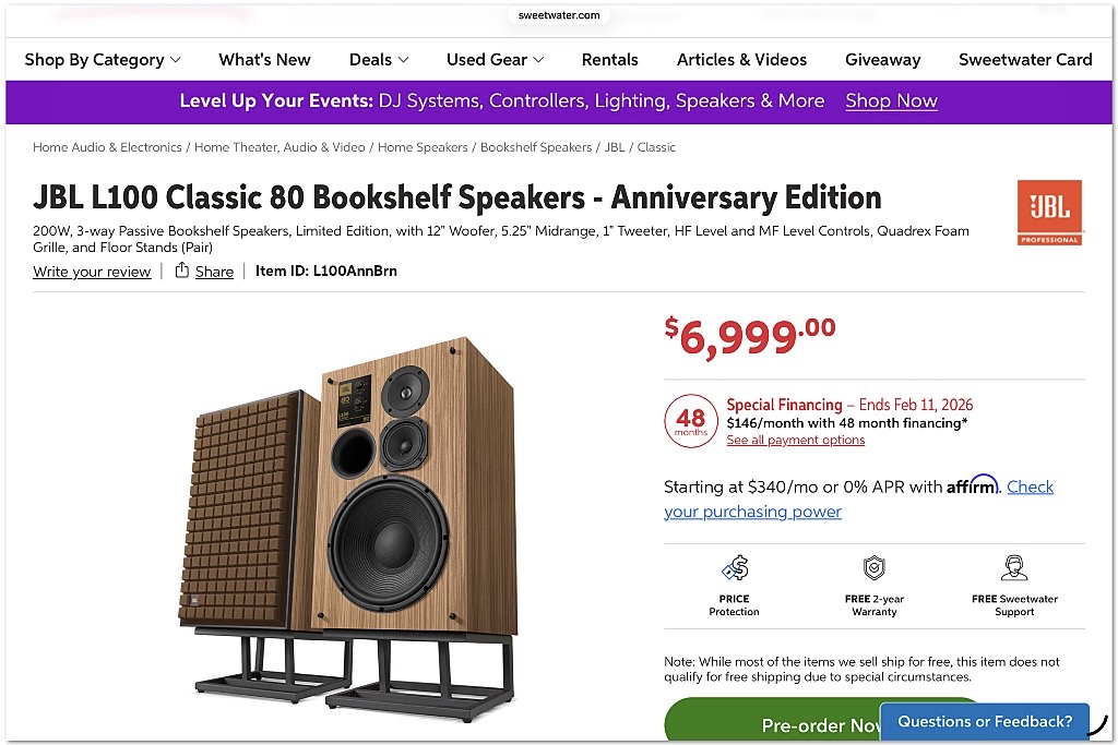 Anniversary edition of the JBL L100 - Alpha Audio