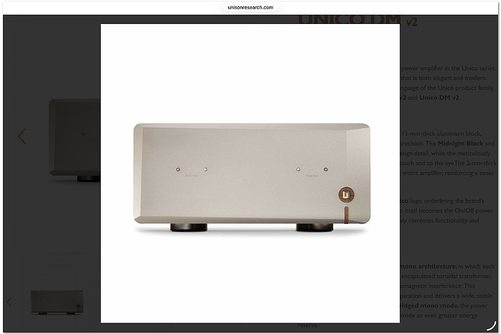 Unison Research Unico DM power amplifier - Alpha Audio