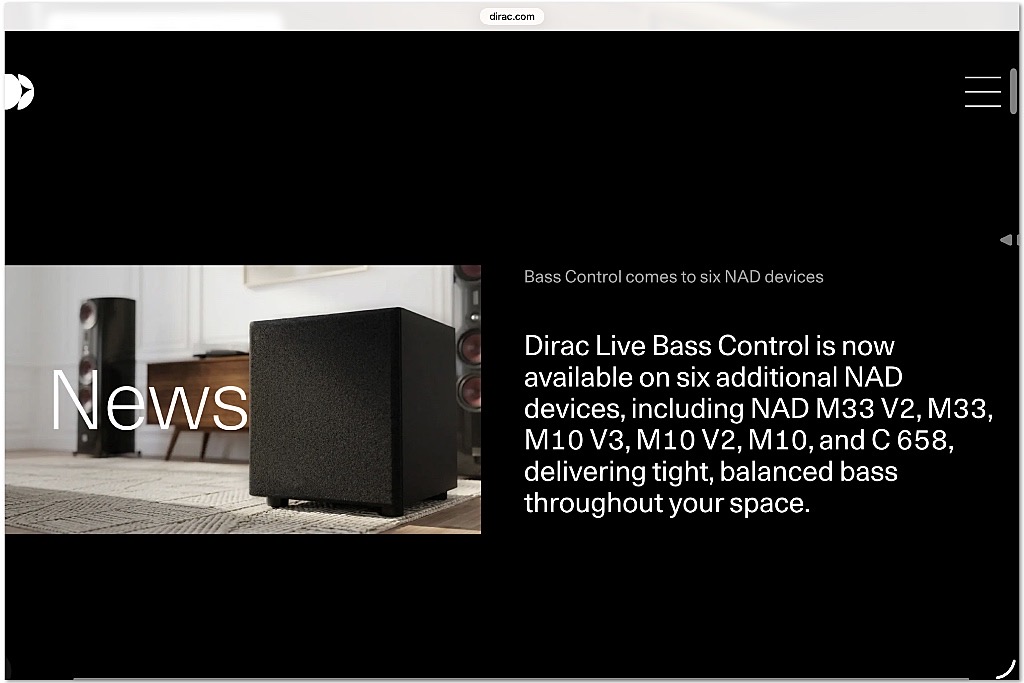 NAD streaming-versterkers ‘krijgen’ Dirac Live Bass Control - Alpha Audio